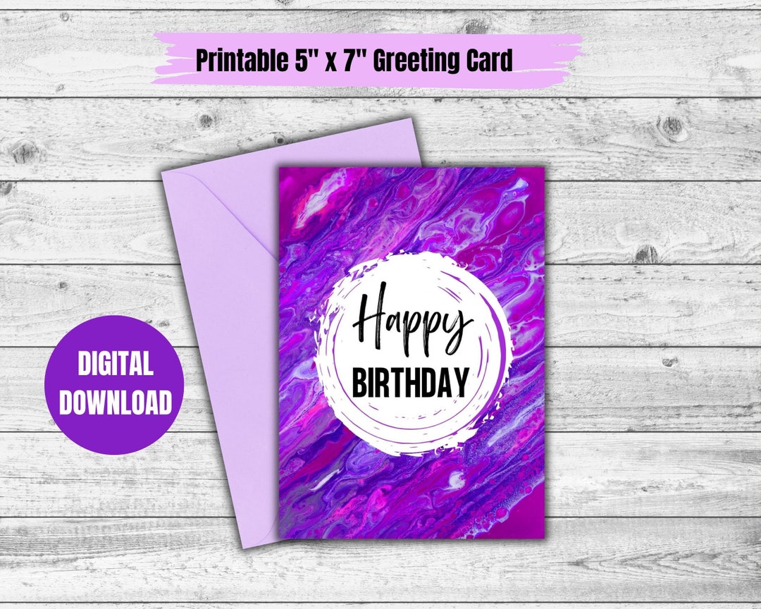 Happy Birthday Printable Greeting Card, Birthday Card, Happy Birthday ...