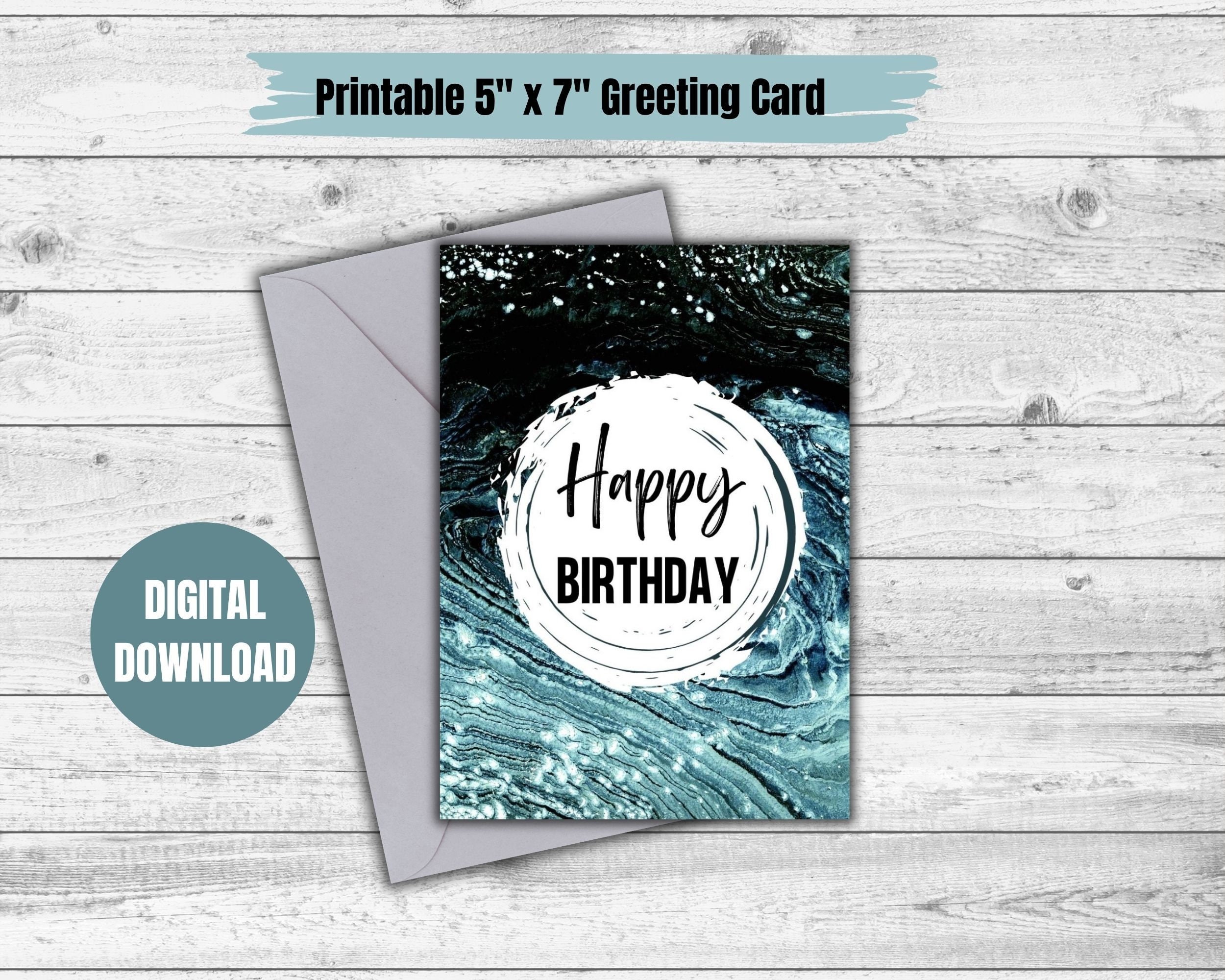 Happy Birthday Printable Greeting Card, Birthday Card, Happy Birthday ...