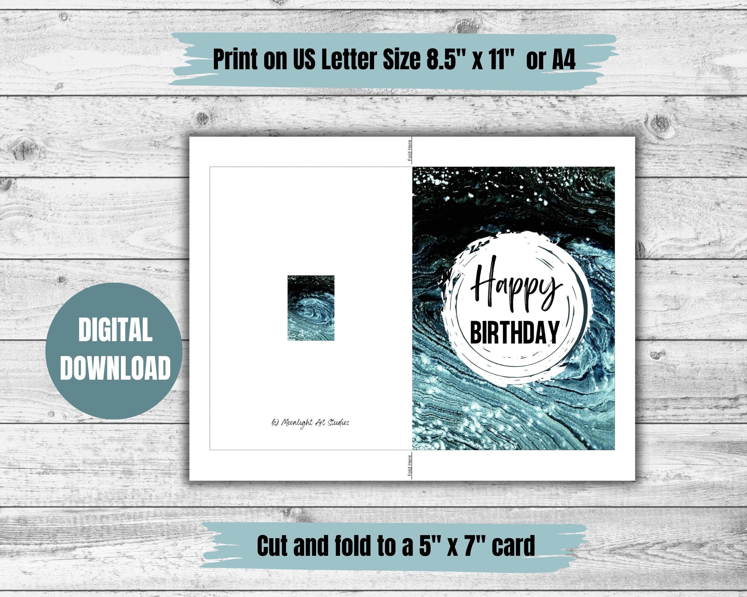 Happy Birthday Printable Greeting Card, Birthday Card, Happy Birthday ...