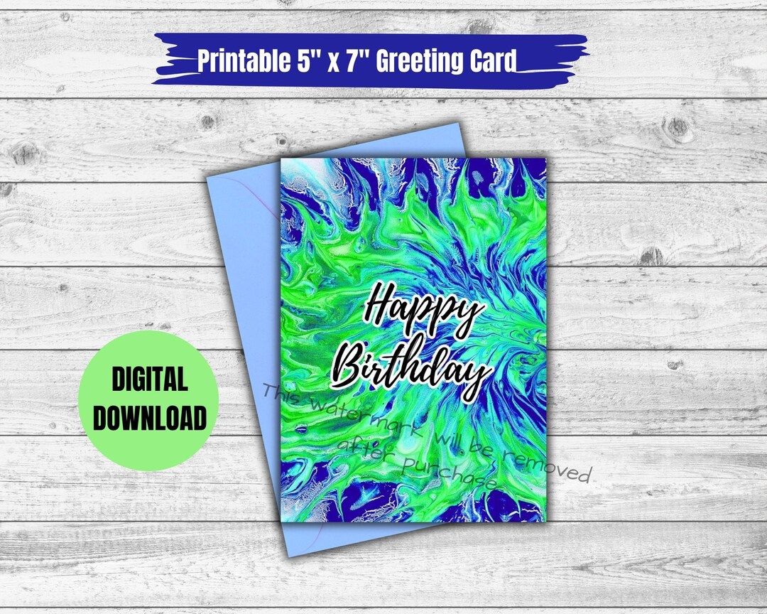 Happy Birthday Printable Greeting Card, Birthday Card, Happy Birthday ...