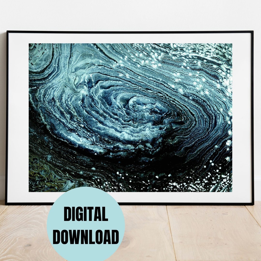 Cyclone at Sea, Digital Art, Printable Wall Art, Fluid Art, Abstract ...