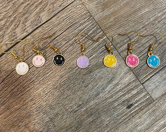Preppy Smiley Face Earrings - Etsy