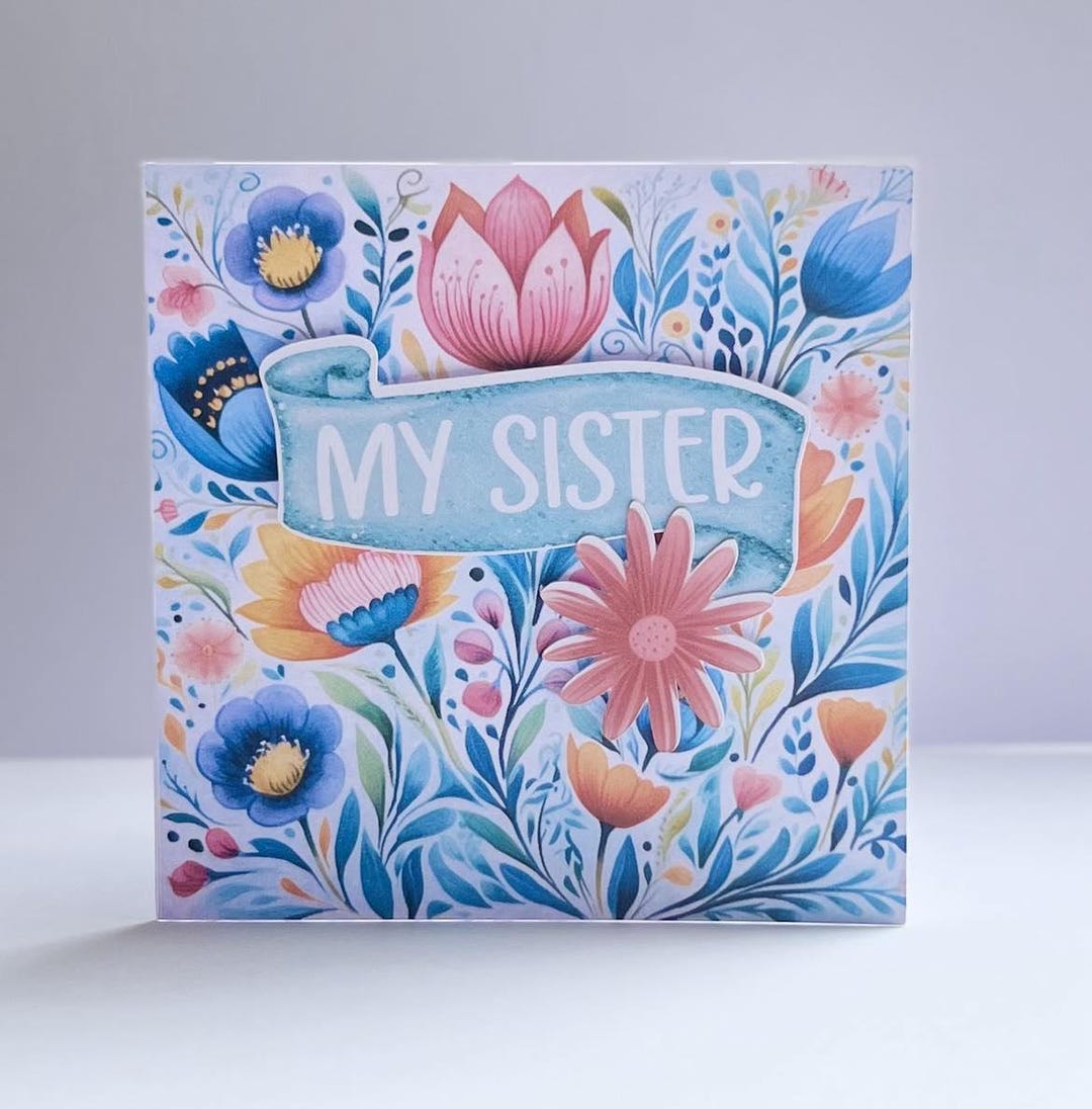Handcrafted Floral Sister Card: JW Gift Cards - Etsy