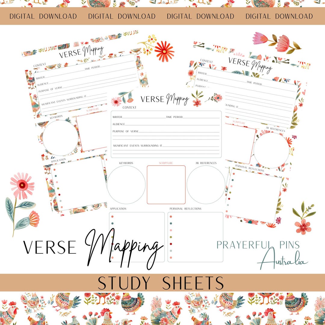 JW Verse Mapping Study Sheets: Floral & Boho (digital Download) - Etsy