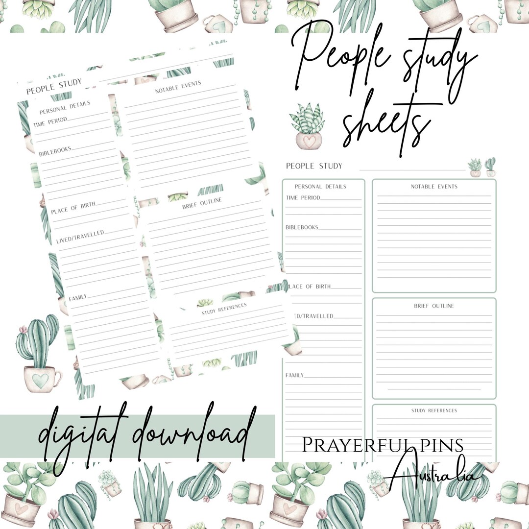 JW Bible Character Study Sheets: Printable People Study (digital ...