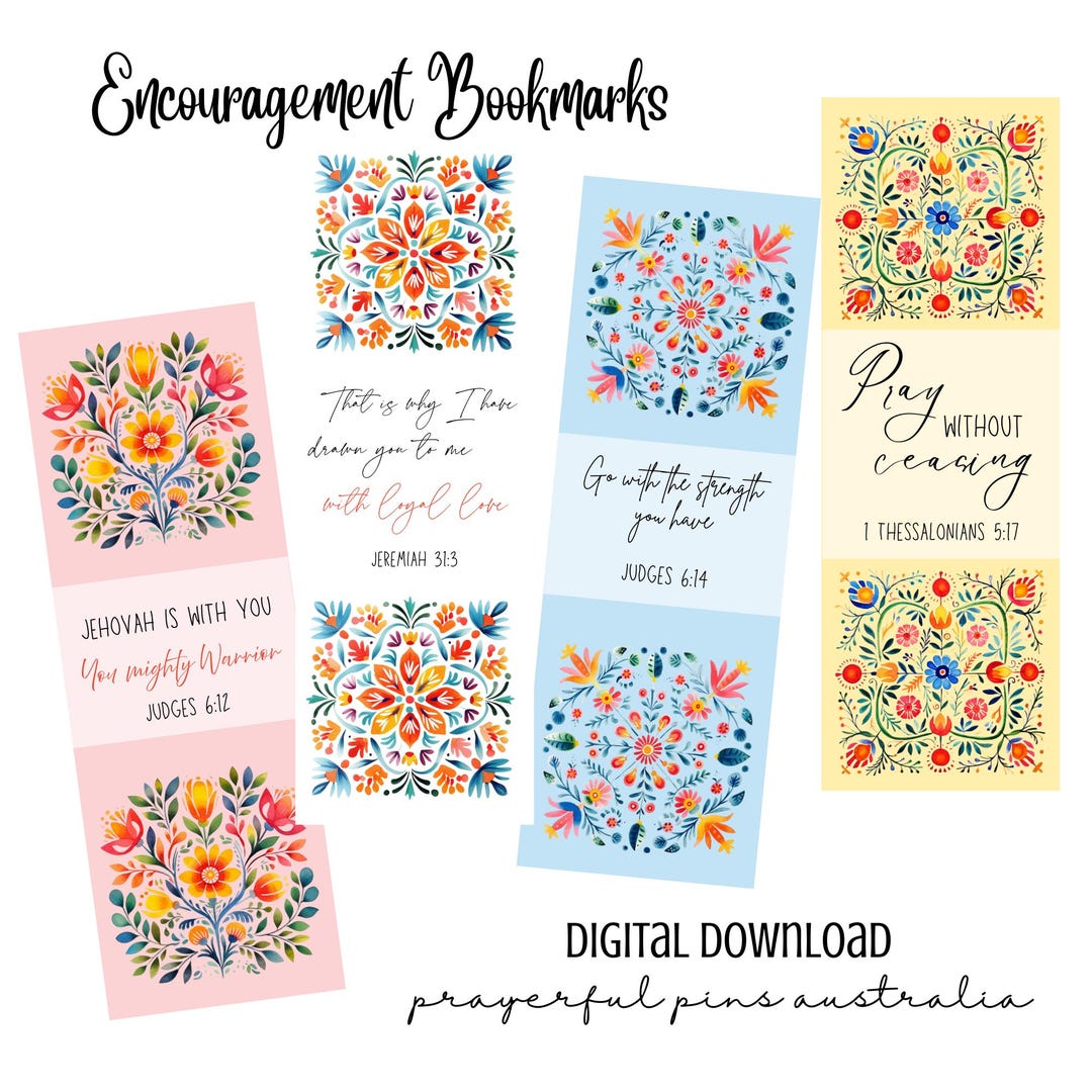 JW Scripture Bookmarks: Floral Encouragement Gifts (digital Download ...