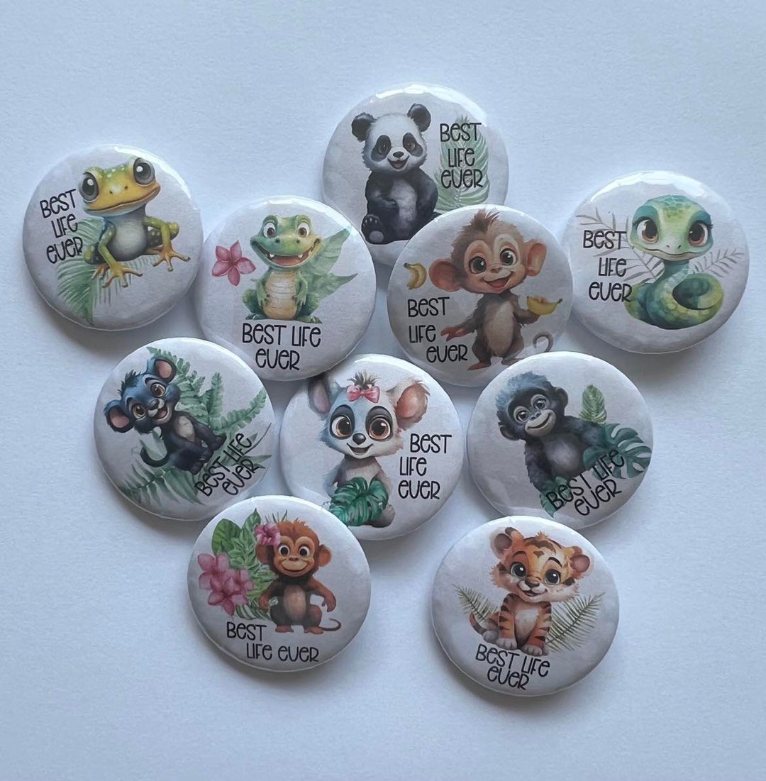 Animal Buttons, Best Life Ever, Kids Encouragement Pins, JW Gifts - Etsy