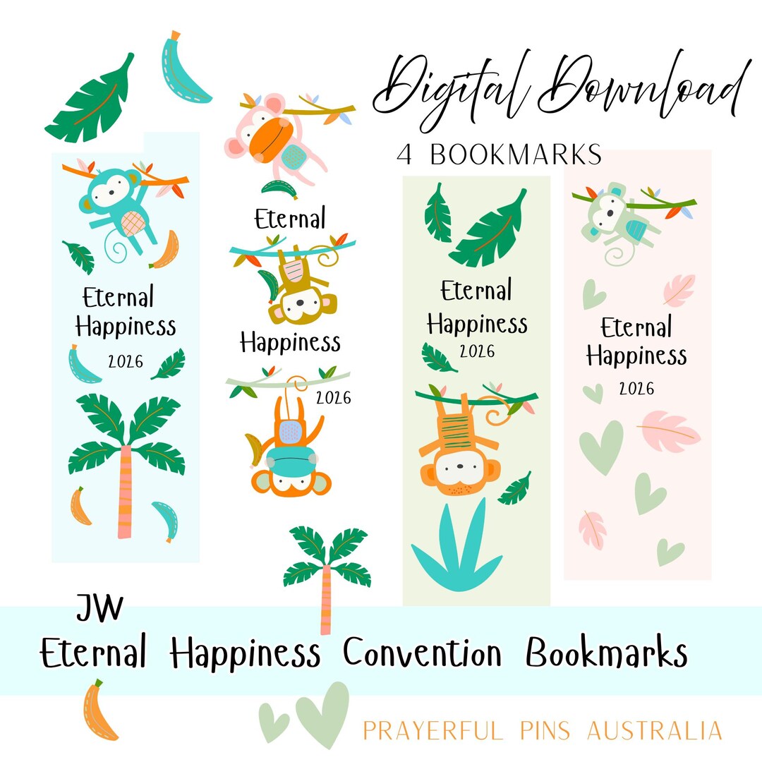 Eternal Happiness Monkey Bookmarks : JW Convention 2026 Gifts - Etsy