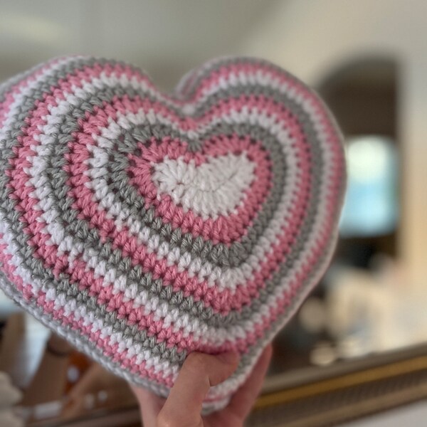 Crochet Heart Pillow - Etsy