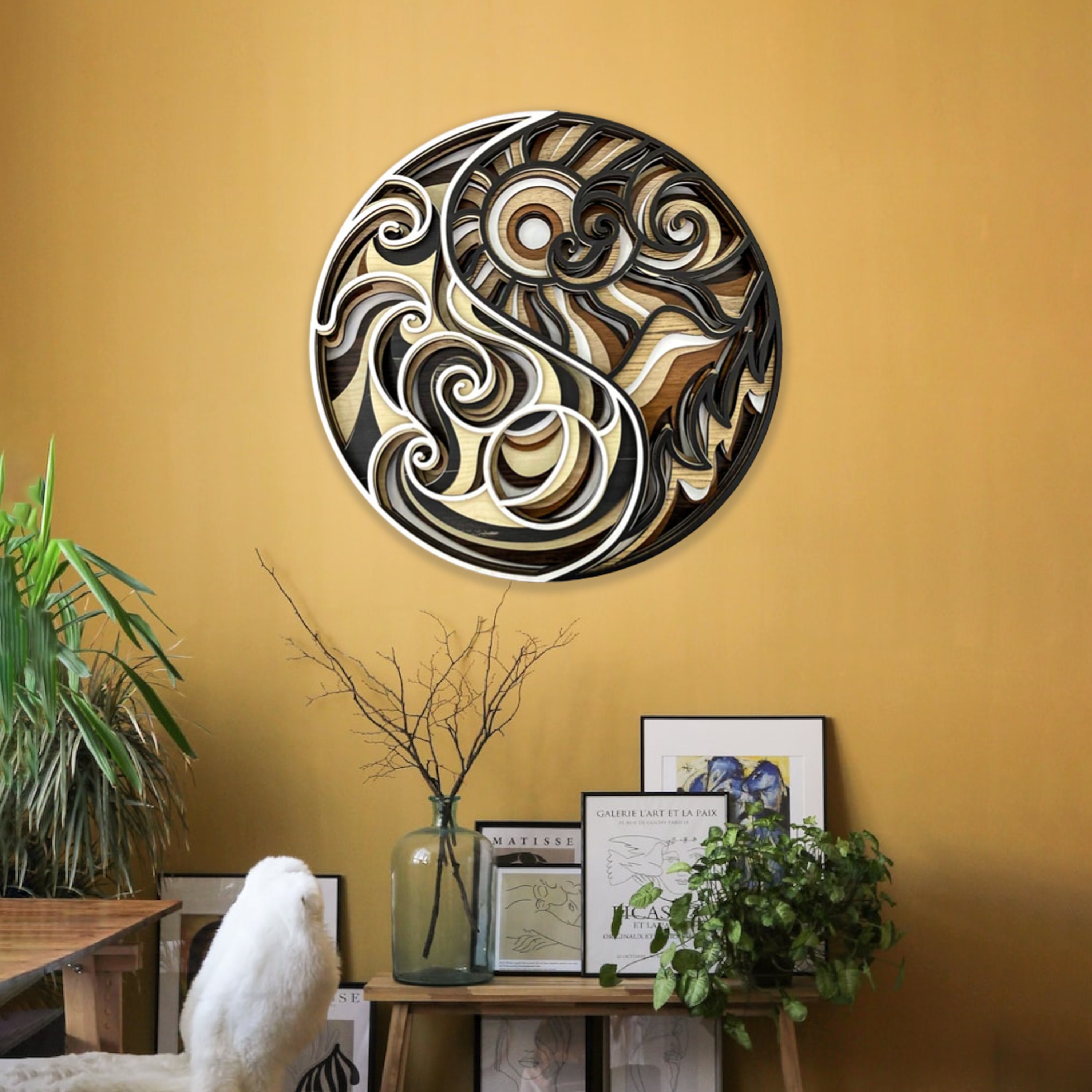 Yin Yang Mandala Decor, Laser Cut Wooden Mandala Wall Art, Yin Yang ...