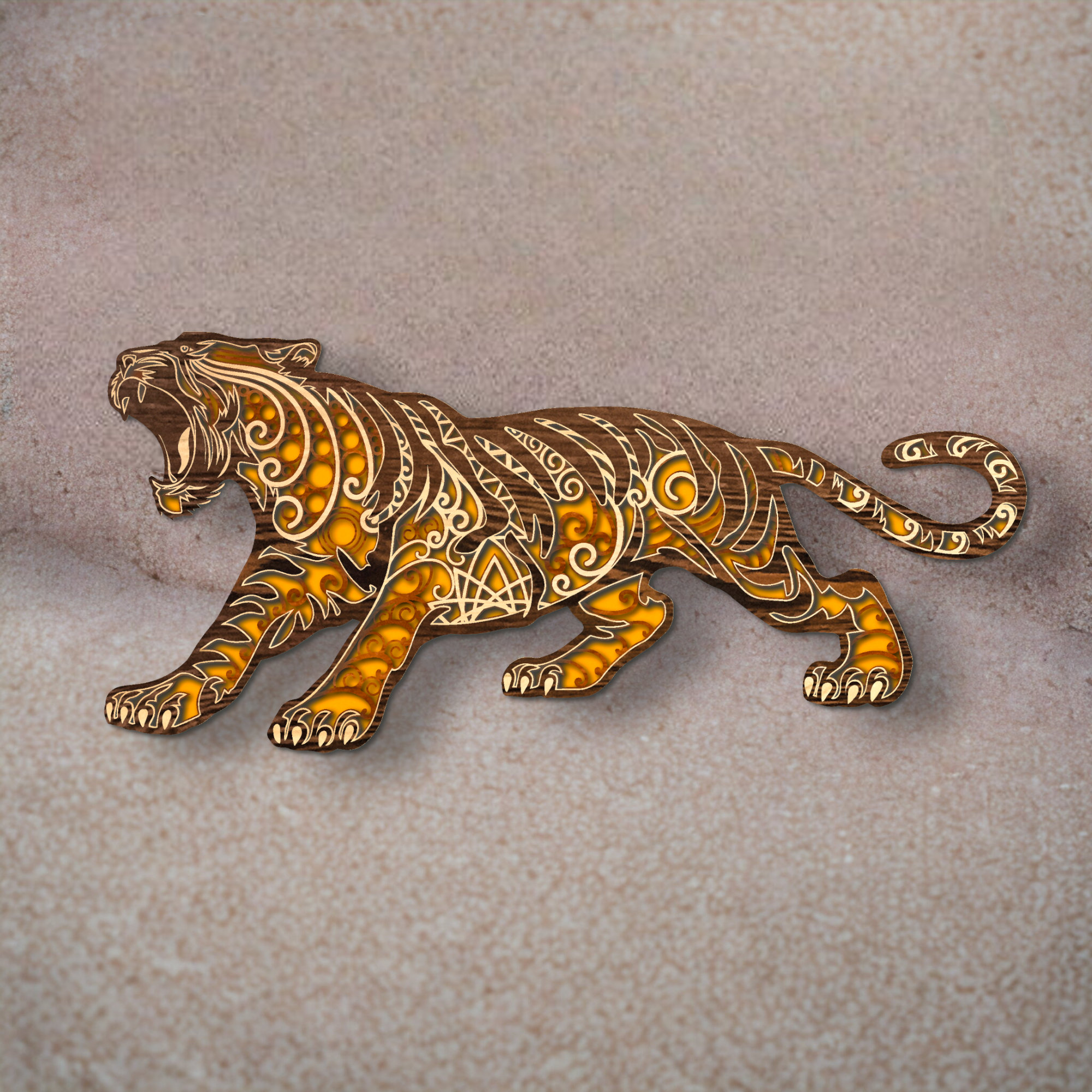 Tiger Mandala Wall Hanging3d Tiger Multilayer Wall Art - Etsy