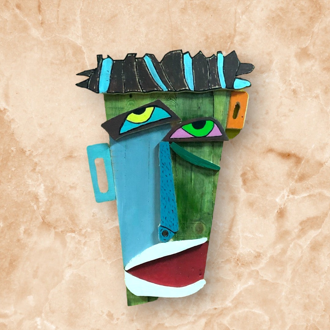 3D African Mask Wooden Wall Art Colorful Wooden Cubism Wall - Etsy