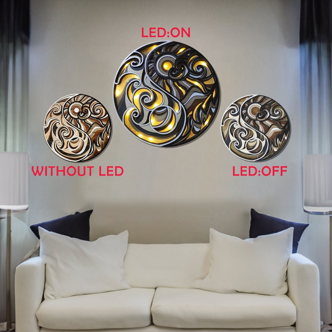 Yin Yang Mandala Decor, Laser Cut Wooden Mandala Wall Art, Yin Yang ...