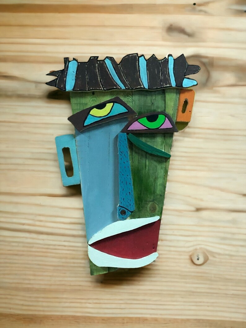 3D African Mask Wooden Wall Art Colorful Wooden Cubism Wall - Etsy