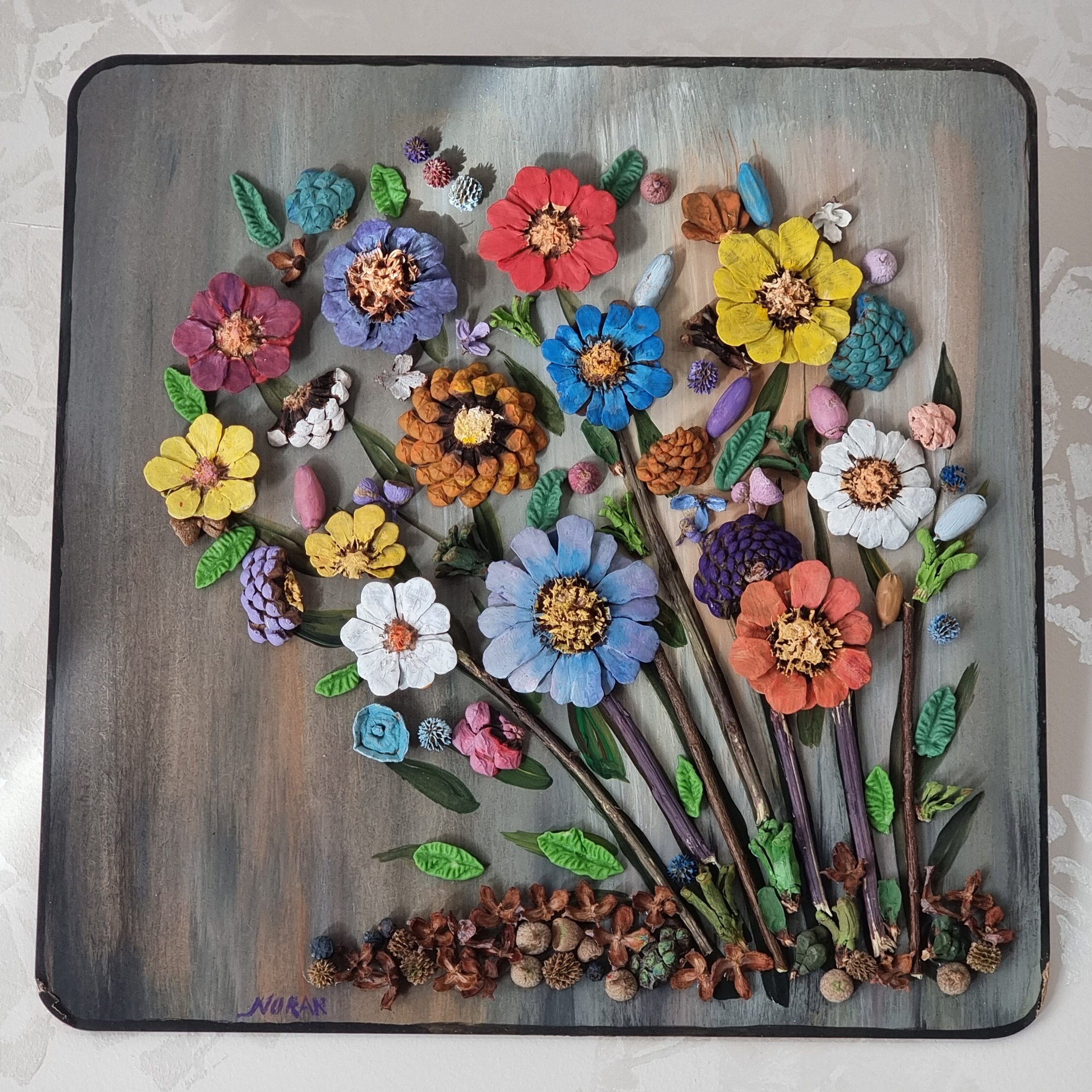 MDF PANEL PAINTING, Natural Painting, Wooden Paintings, Pinecone ...