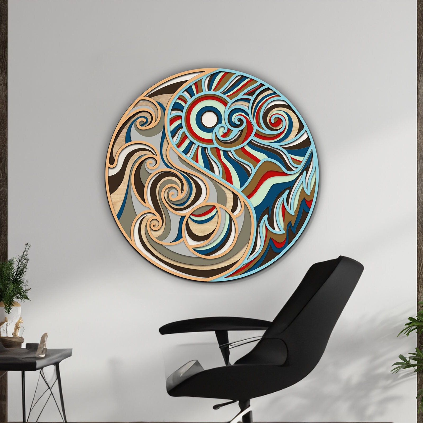 Yin Yang Mandala Decor, Laser Cut Wooden Mandala Wall Art, Yin Yang ...