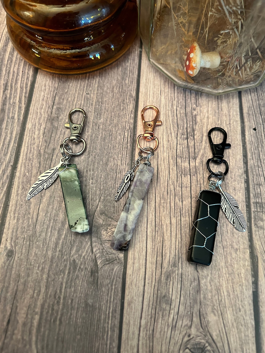 Feather & Crystal Keychains - Etsy