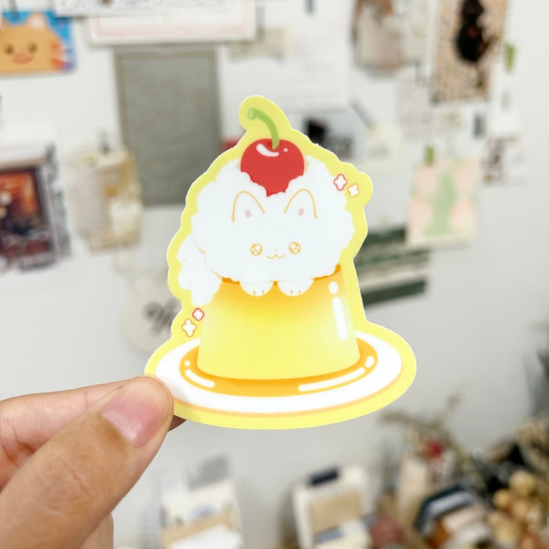 Cute Pomeranian Pudding Matte Vinyl Sticker Kawaii Animal Sticker ...