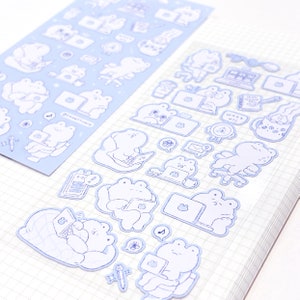 Workaholic Sticker Sheet | Cute (but Tired) Bear Stickers for Planning ...