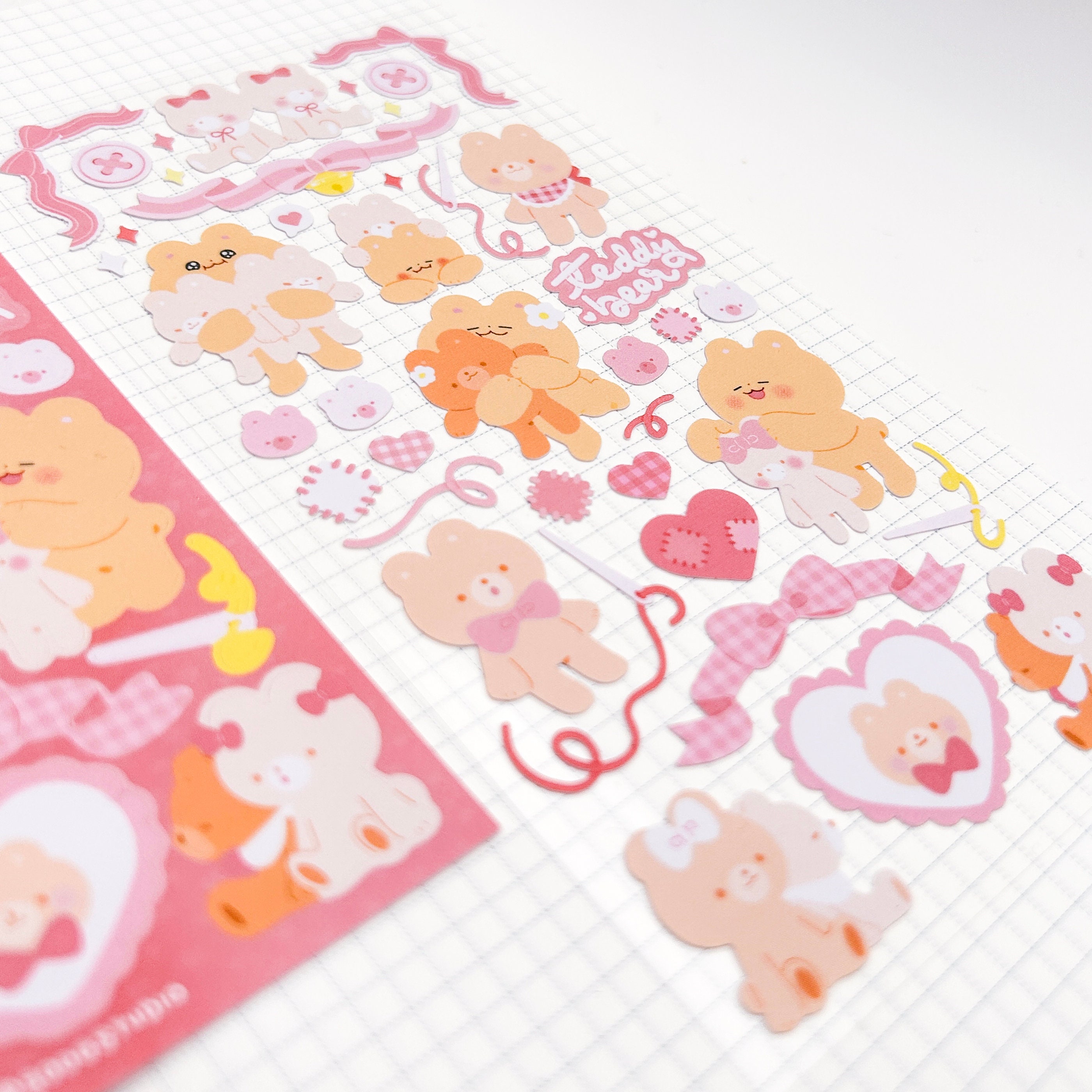 Teddy Bears and Bows Sticker Sheet Cute Coquette Bear Stickers for ...