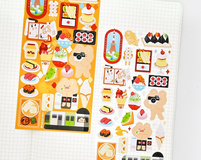 Tokyo Japan Travel Sticker Sheet | Cute Vacation Bear Stickers for ...