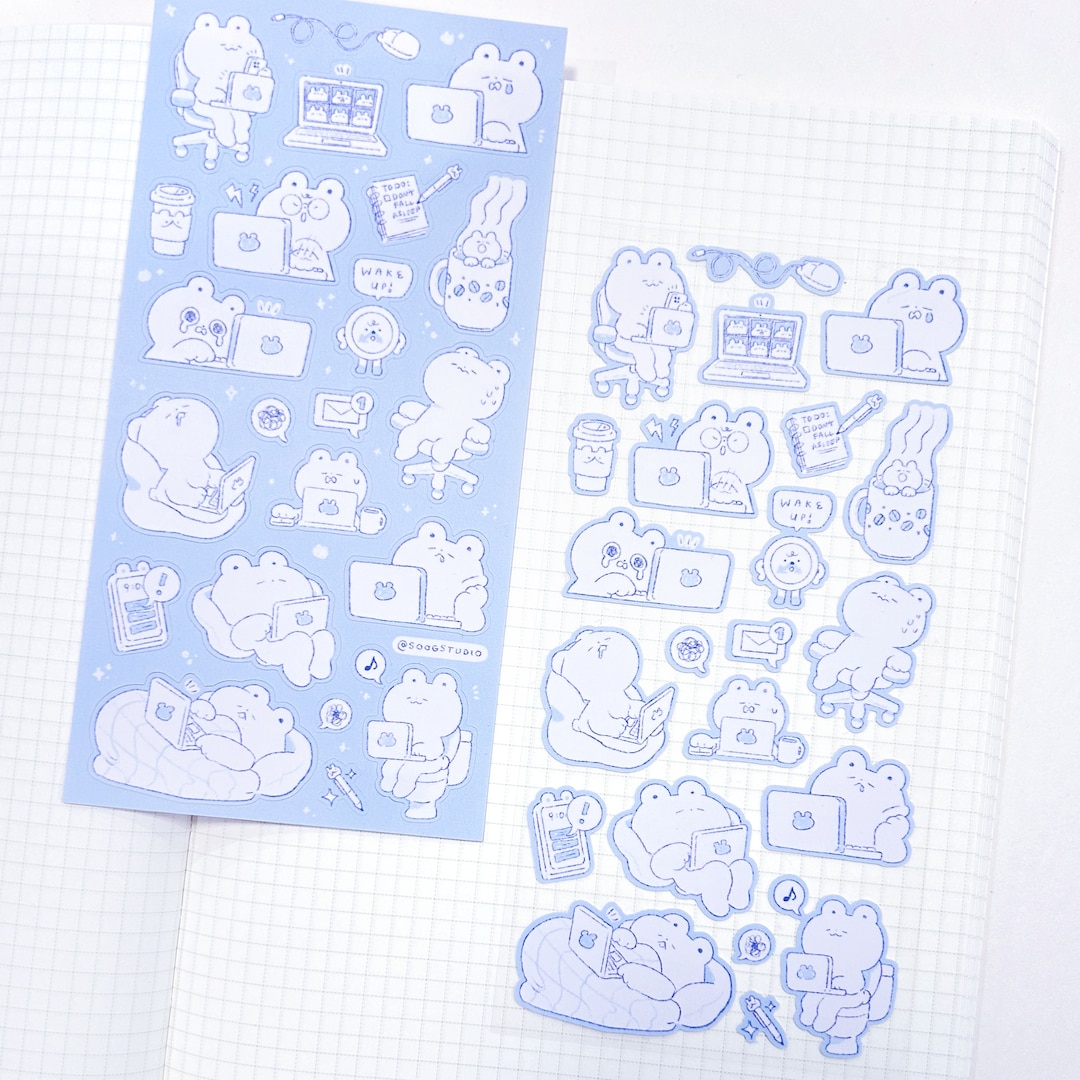 Workaholic Sticker Sheet | Cute (but Tired) Bear Stickers for Planning ...