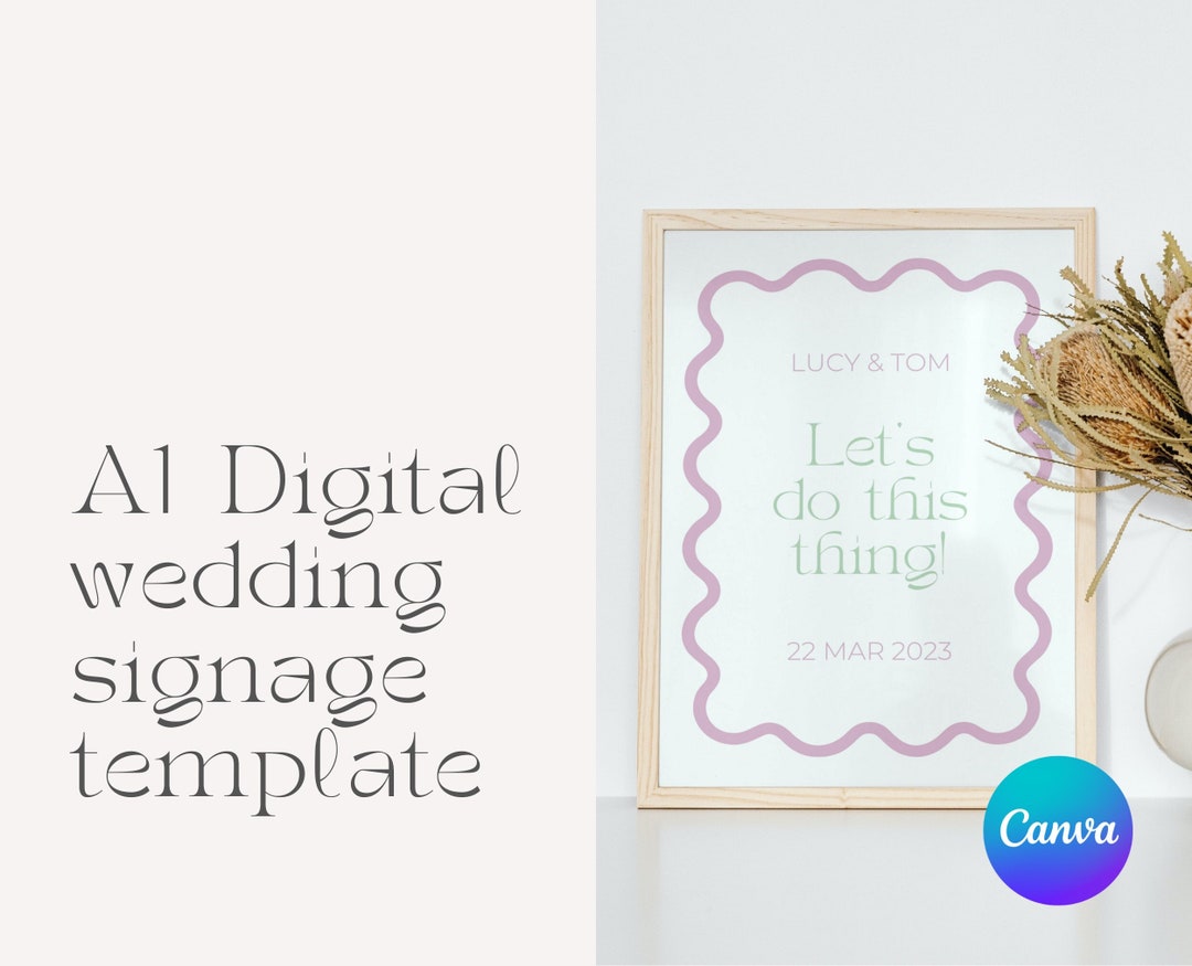 Fun Wedding Sign Digital Template, Canva Printable Welcome Sign, Modern ...