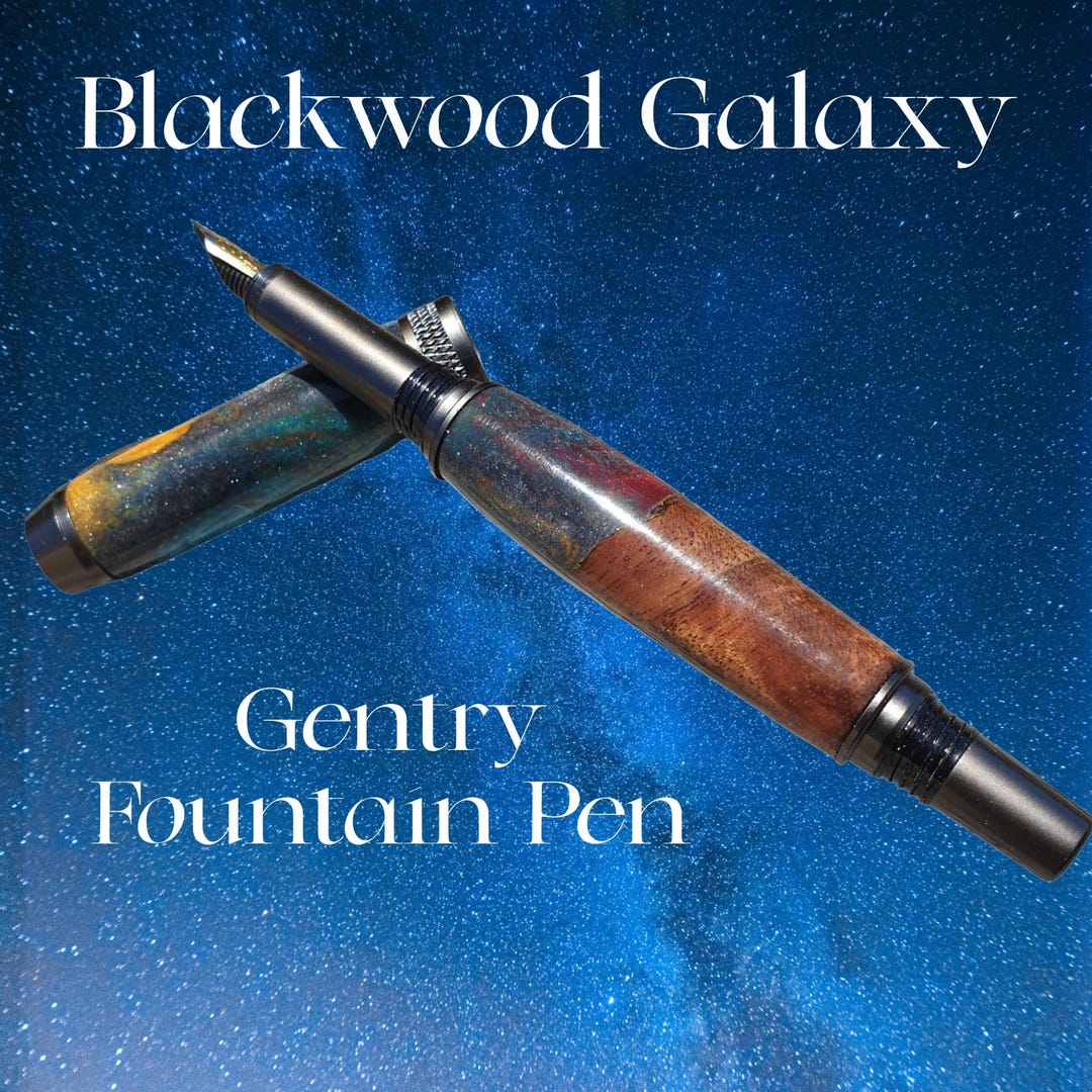 BLACKWOOD Resin Hybrid Fountain Pen: Handmade Gentry Satin Gunmetal ...