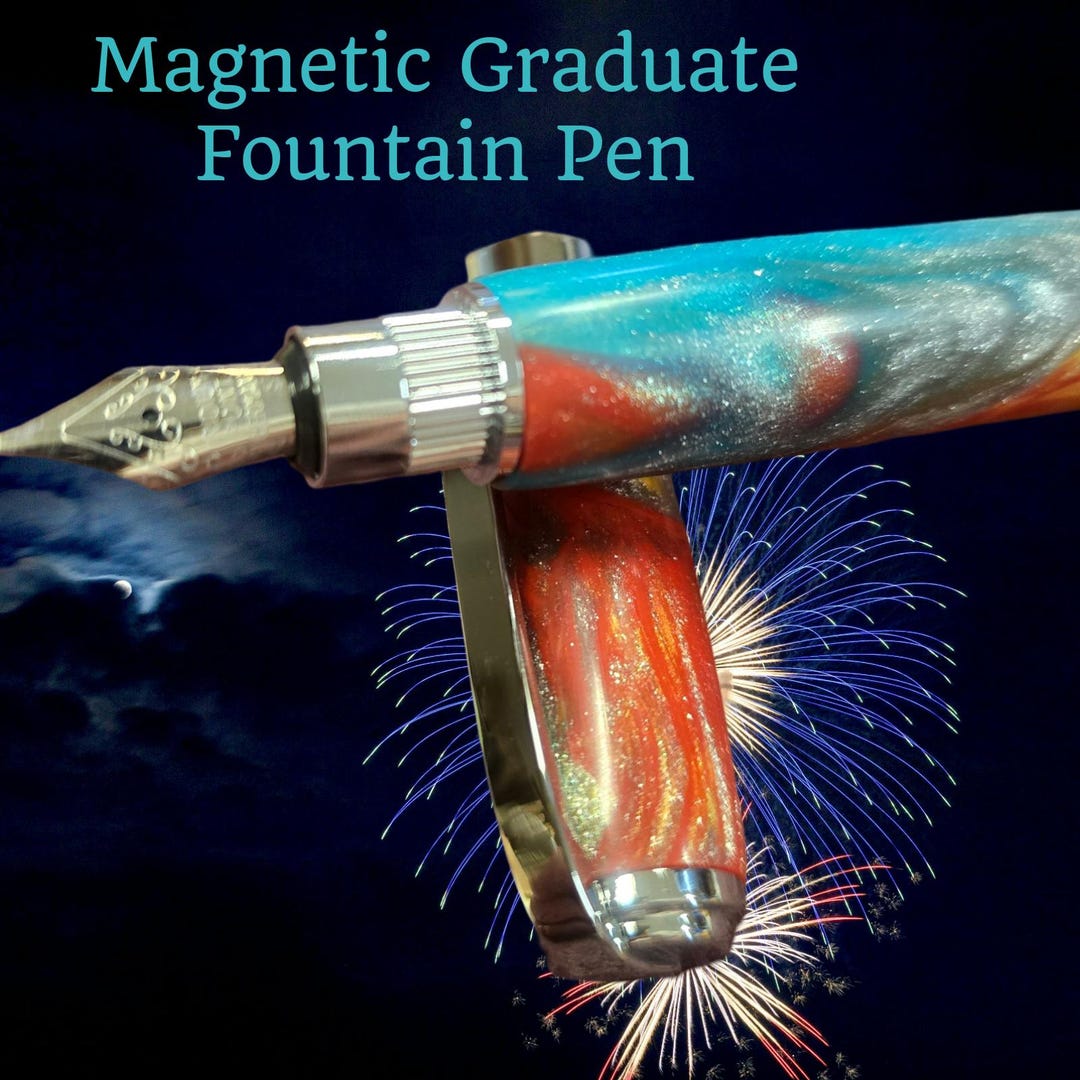 PYRO Custom Resin Magnetic Cap Fountain Pen. MAGNETIC Graduate Chrome ...