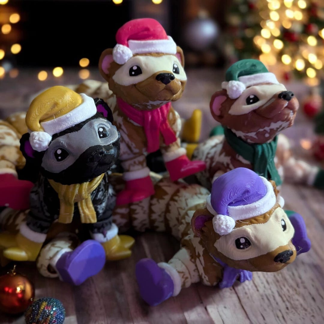 Flexible Santa Christmas Ferret / Festive Winter Ferret / Collectible ...