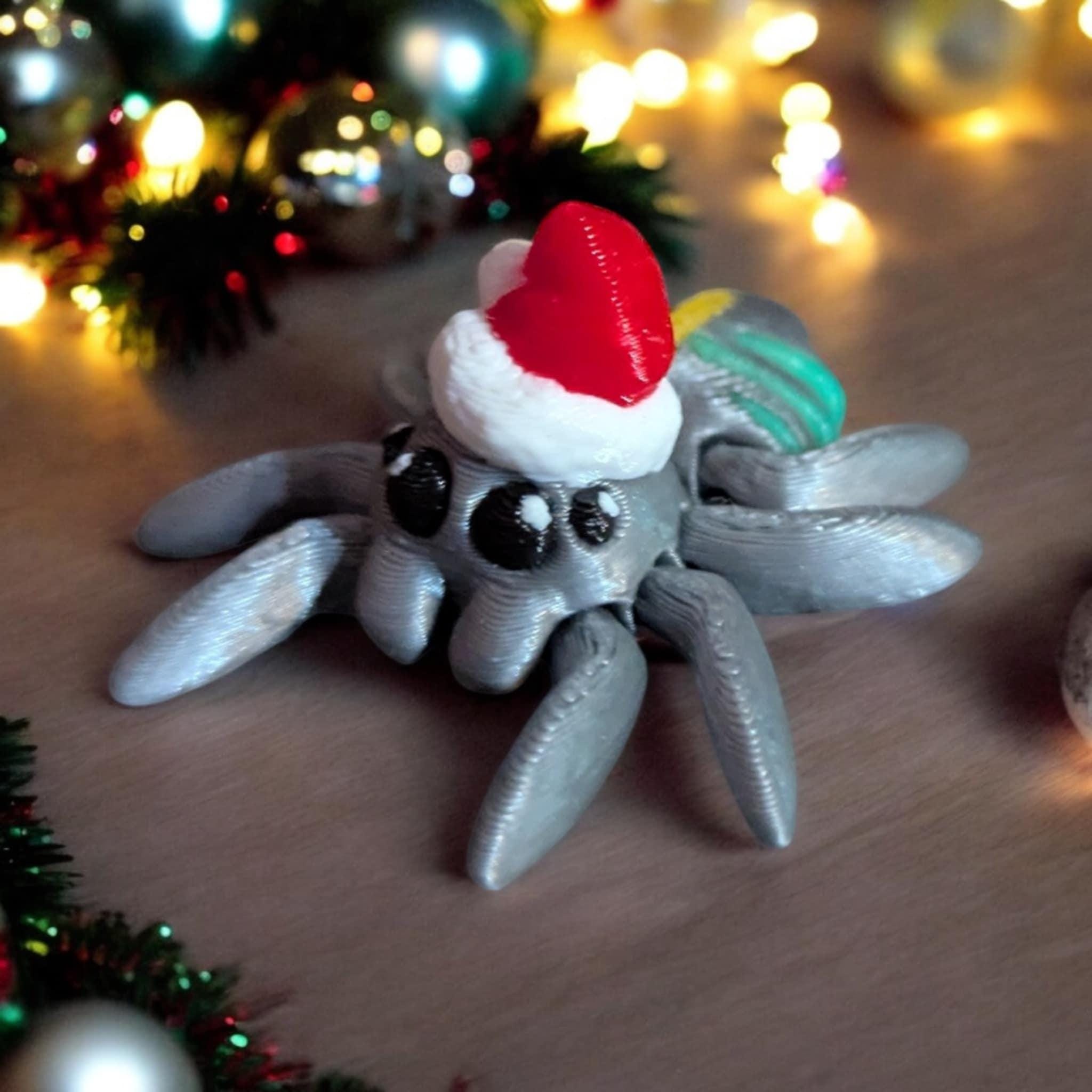 Flexi Santa Spiders / 3D Printed Christmas Spider Figurine / Jumping ...