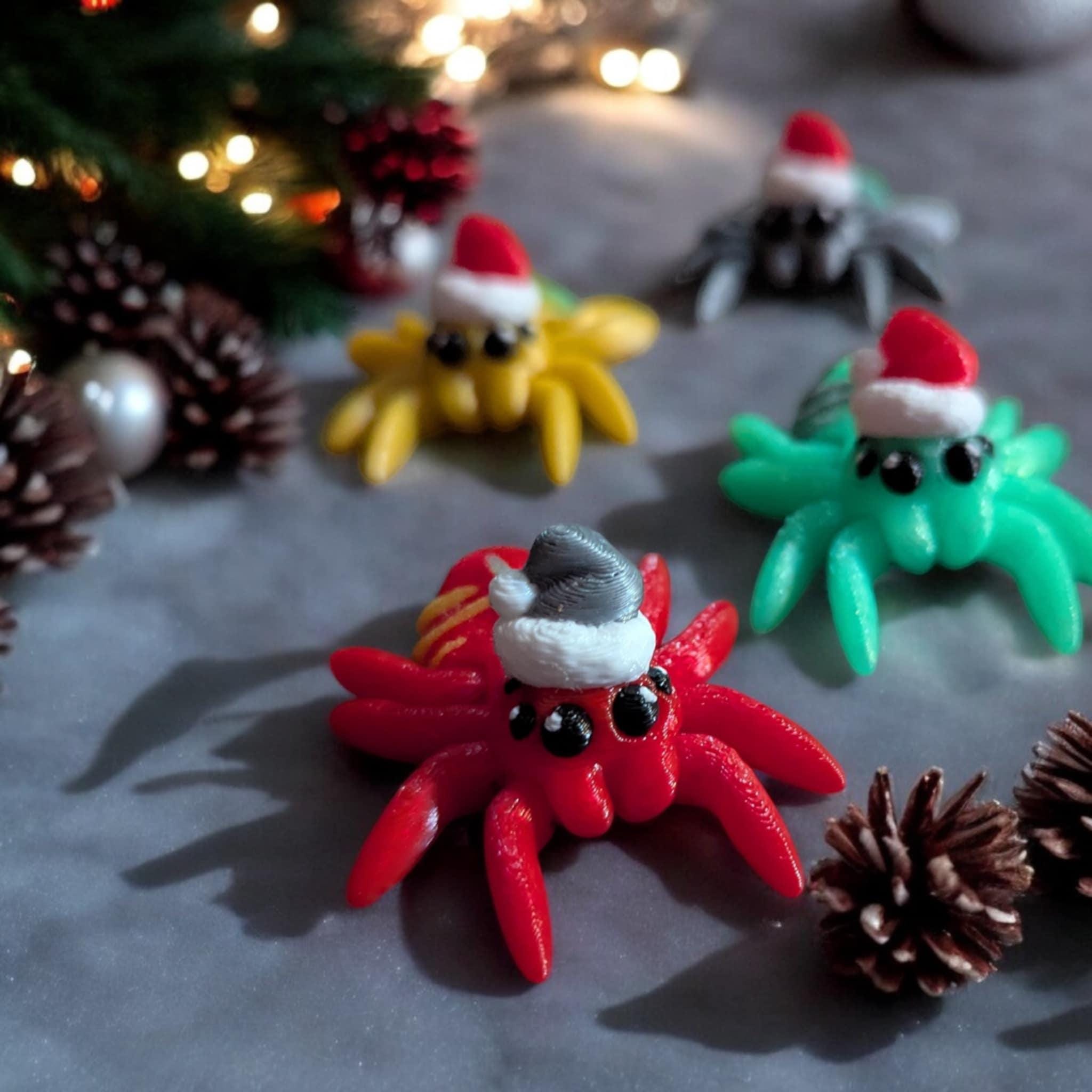 Flexi Santa Spiders / 3D Printed Christmas Spider Figurine / Jumping ...