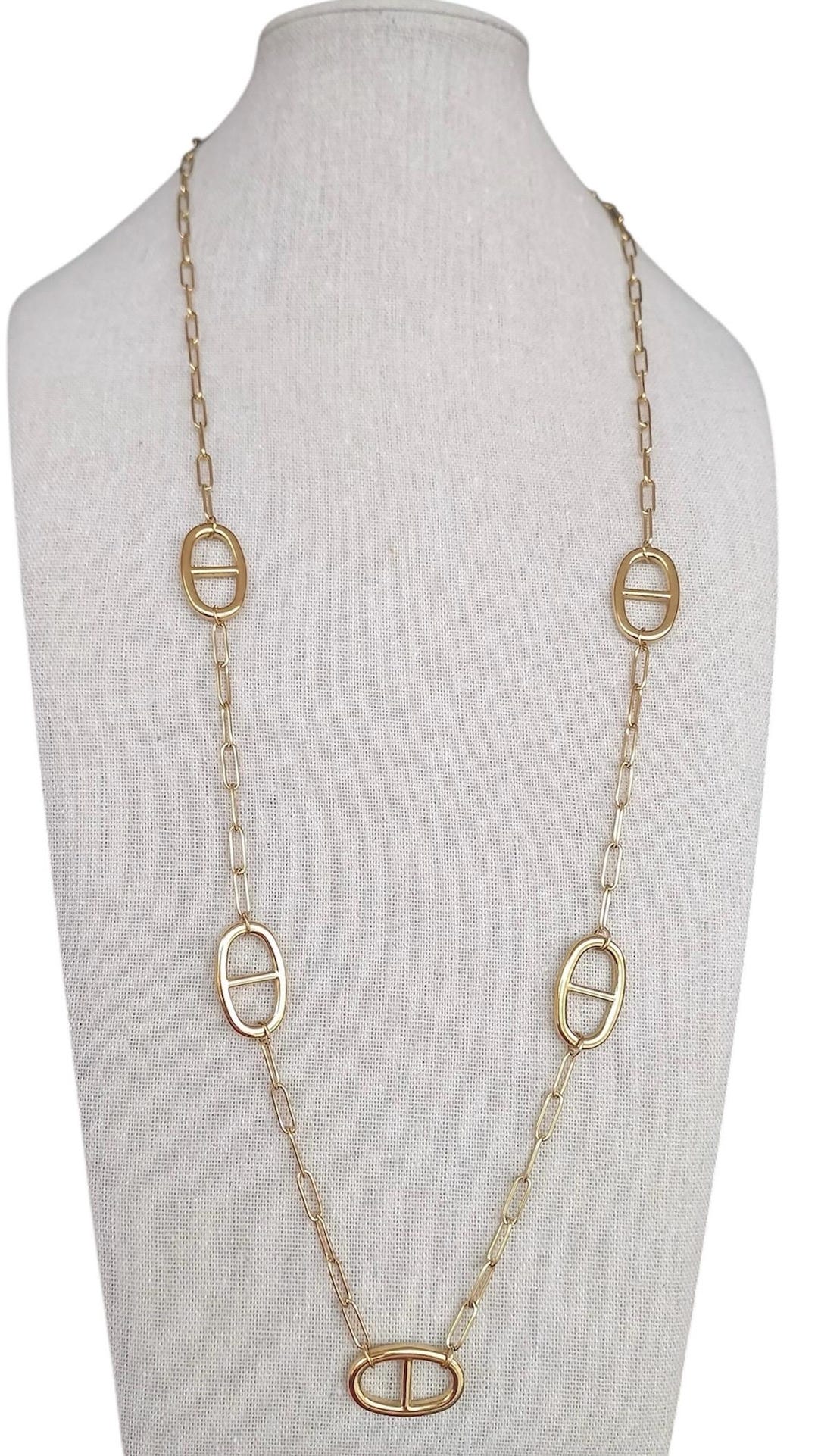 Collier Sautoir Tendance Maille Marine En Acier Inoxydable Doré Réglable - Etsy