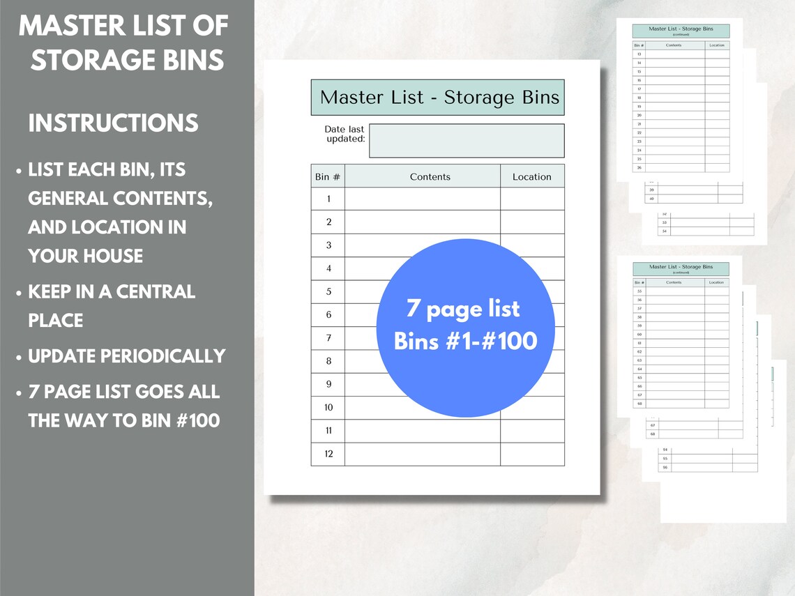 Storage Bin Organization System Storage Labels Moving Binder Storage ...