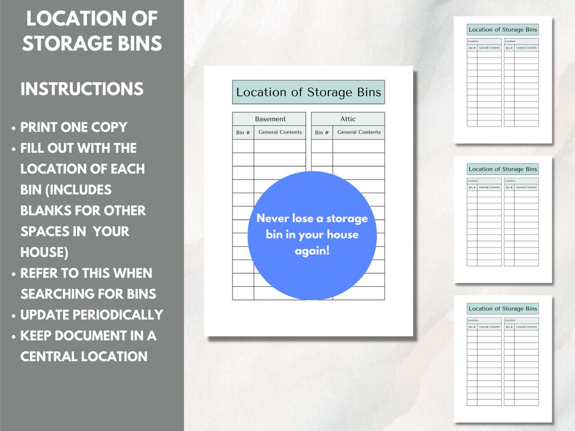 Storage Bin Organization System Storage Labels Moving Binder Storage ...