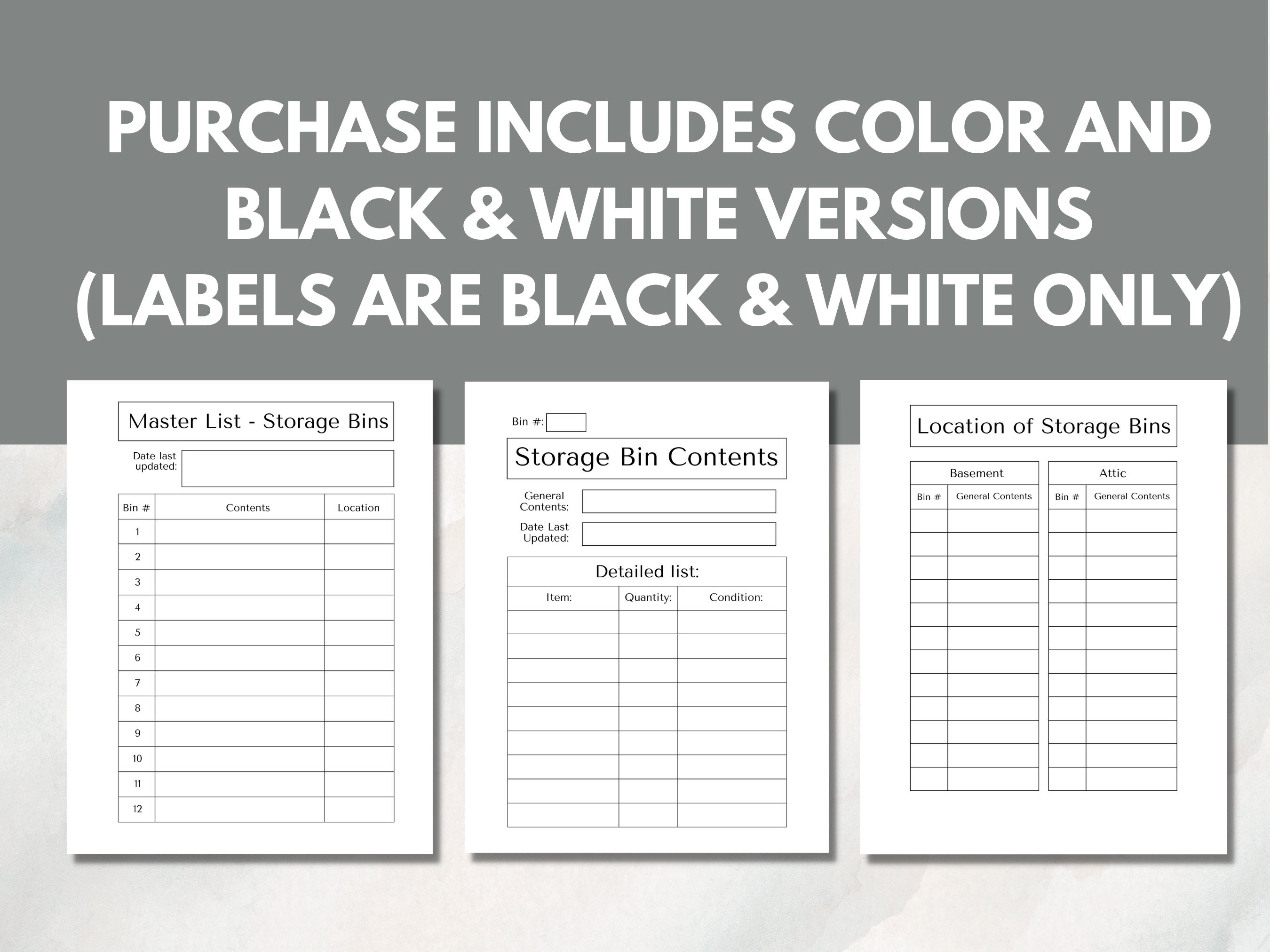 Storage Bin Organization System Storage Labels Moving Binder Storage ...