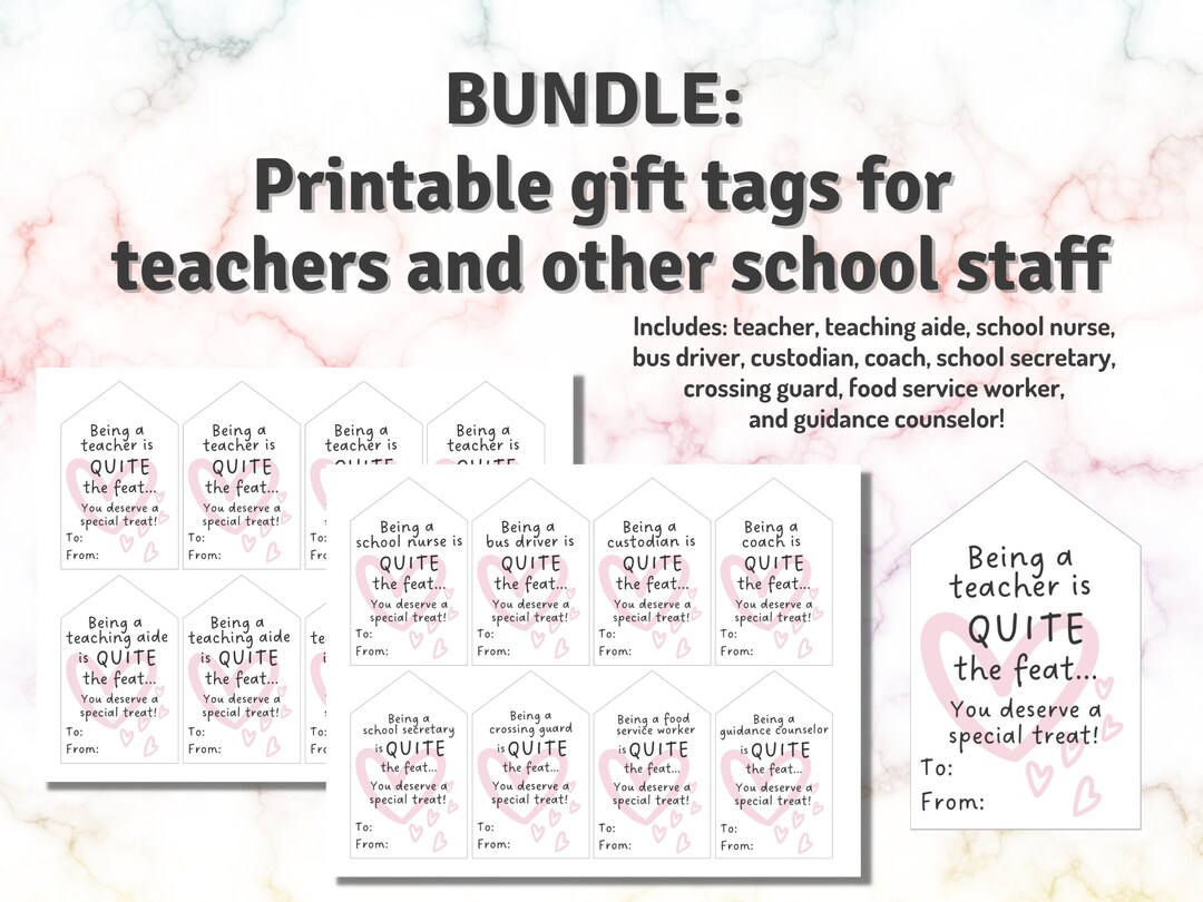 BUNDLE: Gift Tags for Teacher Teaching Aide Custodian Bus - Etsy