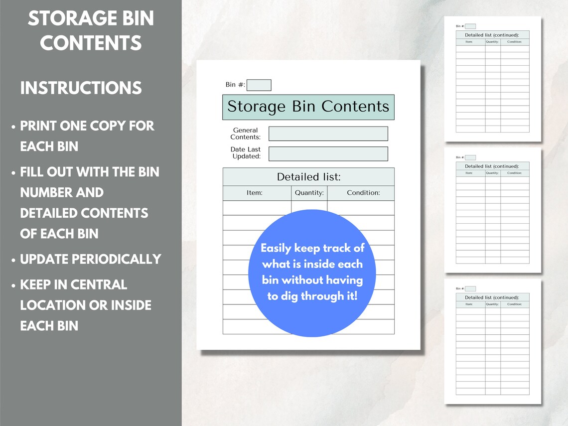 Storage Bin Organization System Storage Labels Moving Binder Storage ...