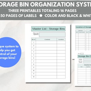 Storage Bin Organization System Storage Labels Moving Binder Storage ...