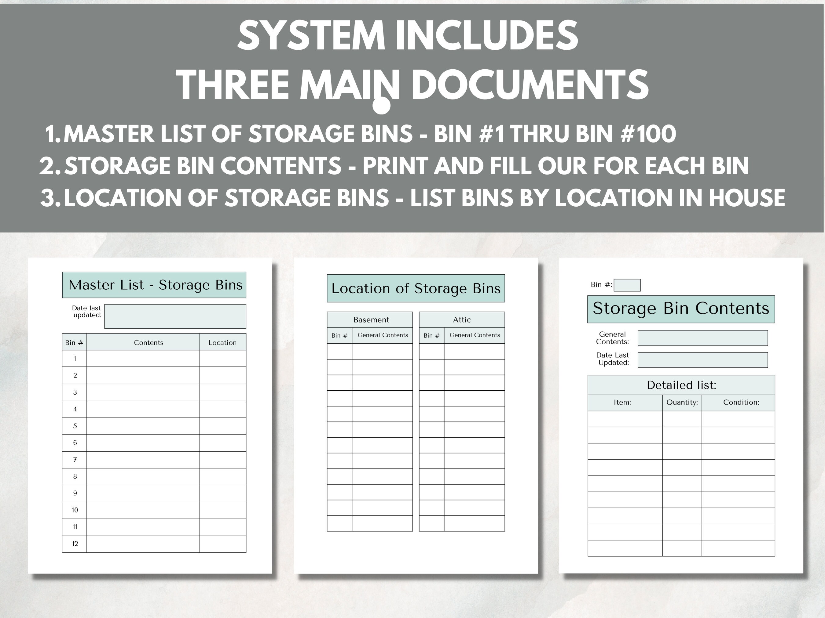 Storage Bin Organization System Storage Labels Moving Binder Storage ...