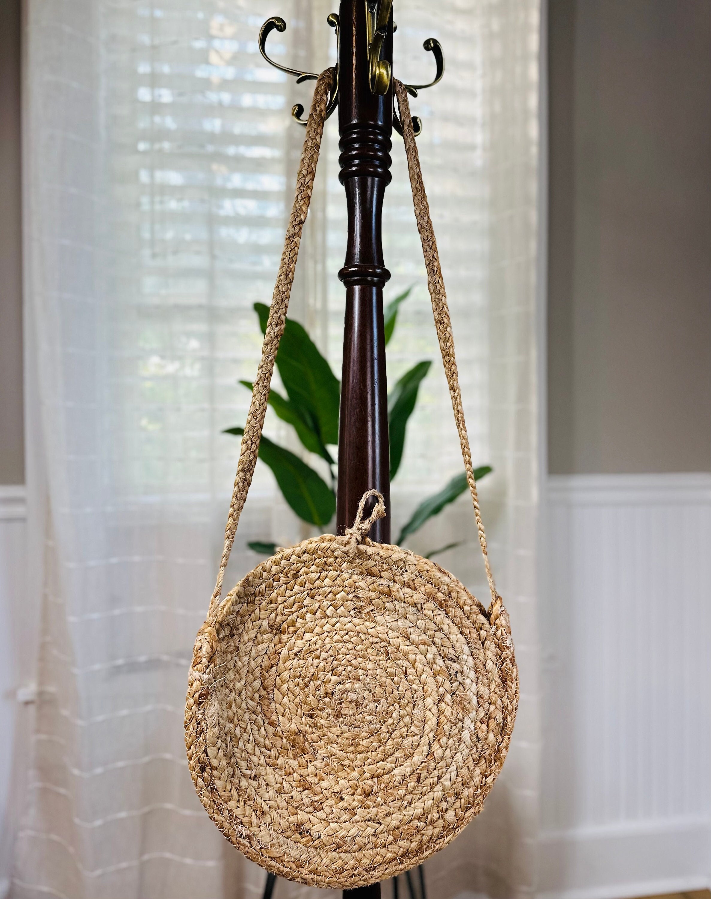 Circle Jute Woven Crossbody Bag Large Hand-woven Purse - Etsy