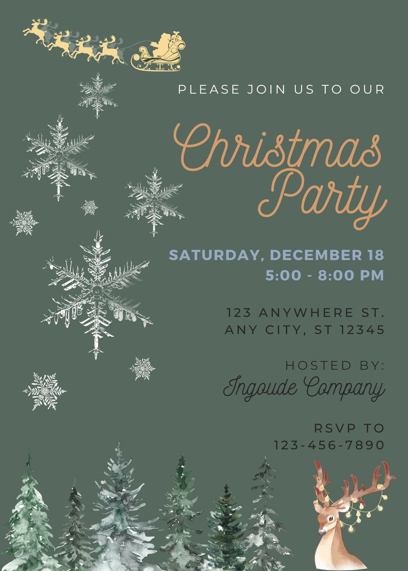 Christmas Party Invitation Editable in Canva , Holiday Invitations ...