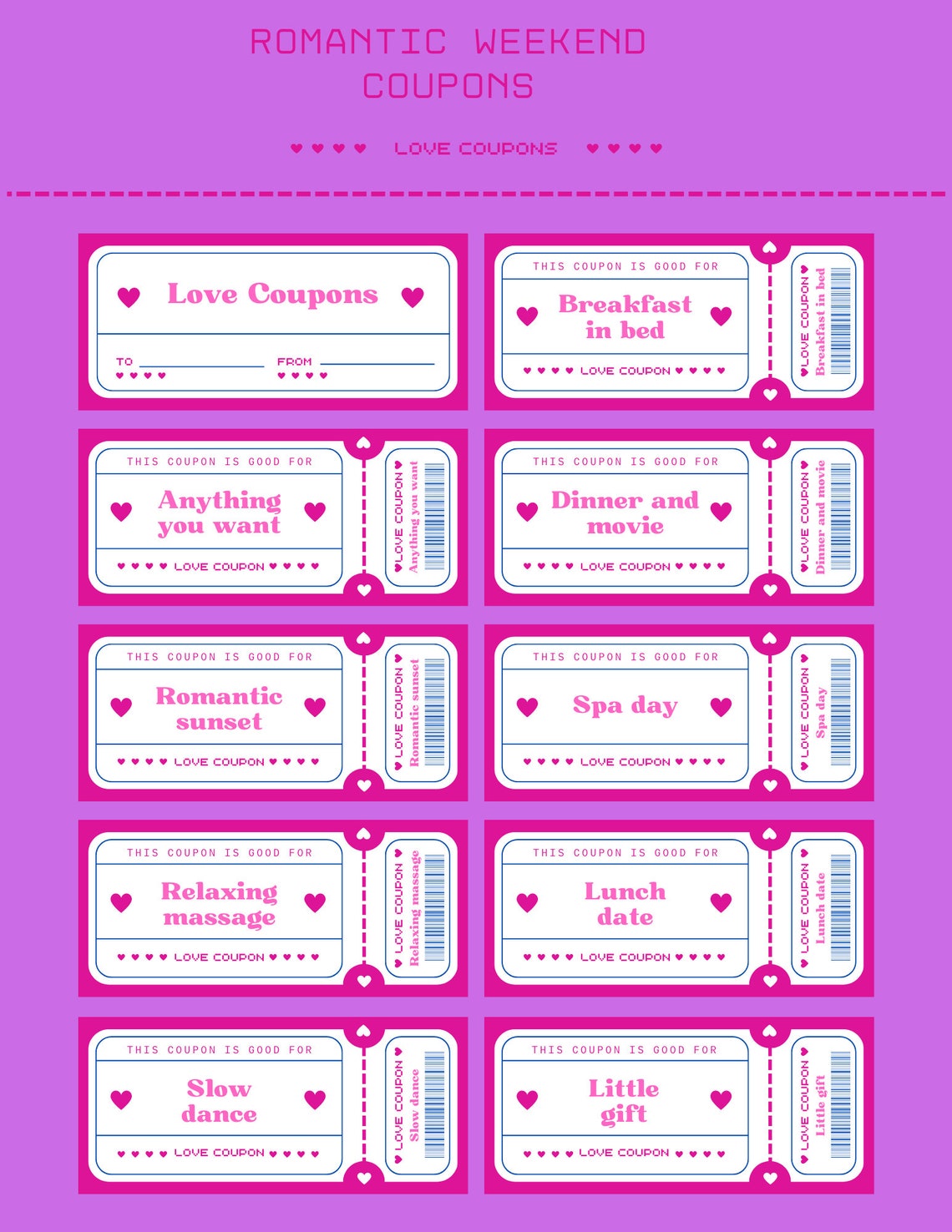 Love Romantic,coupons, Printable Coupons, Love Making Gift, Gift for ...