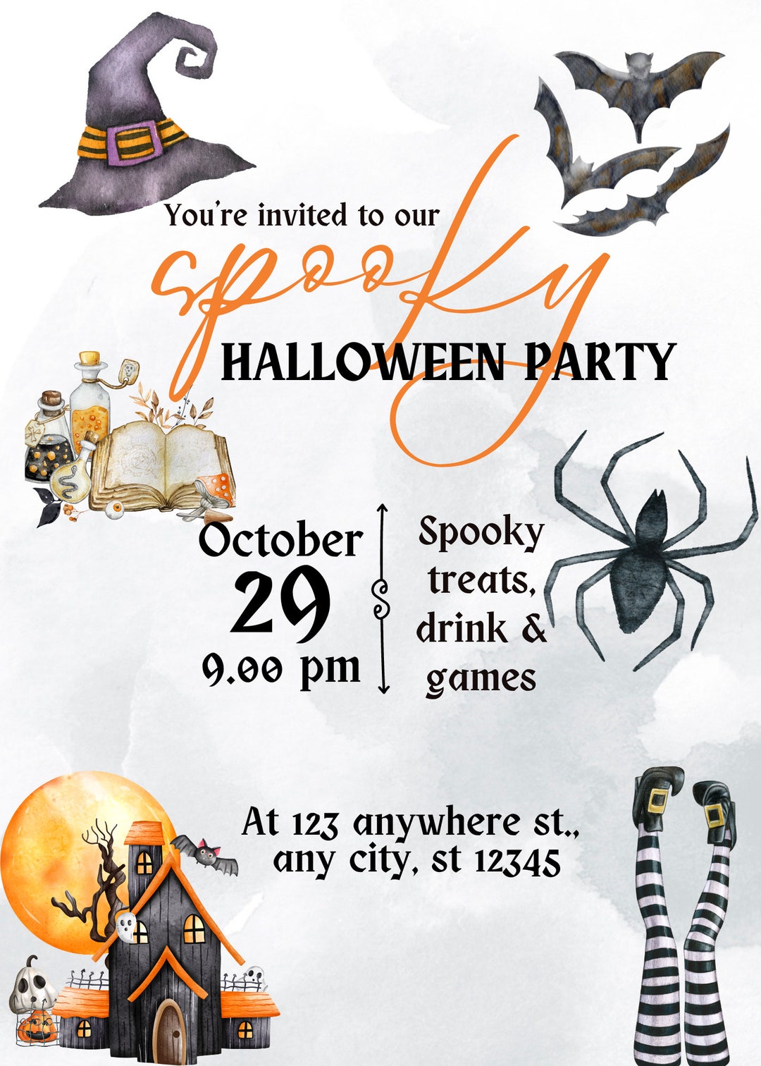 Halloween Poster Invitation Canva Editable Halloween Party Costume ...