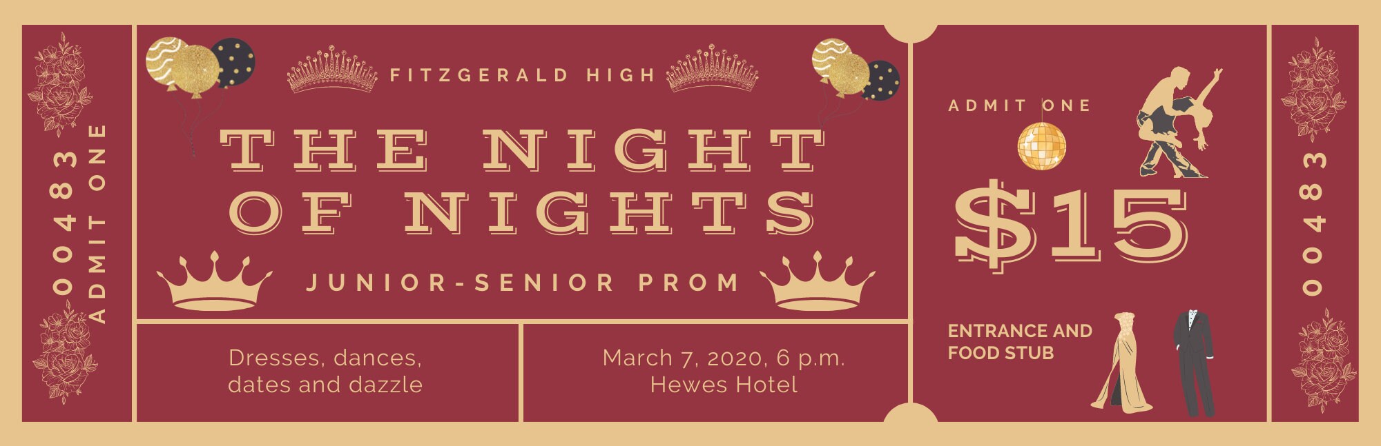 Prom Printable Editable Ticket for Canva, Boarding Pass, Concert Ticket ...