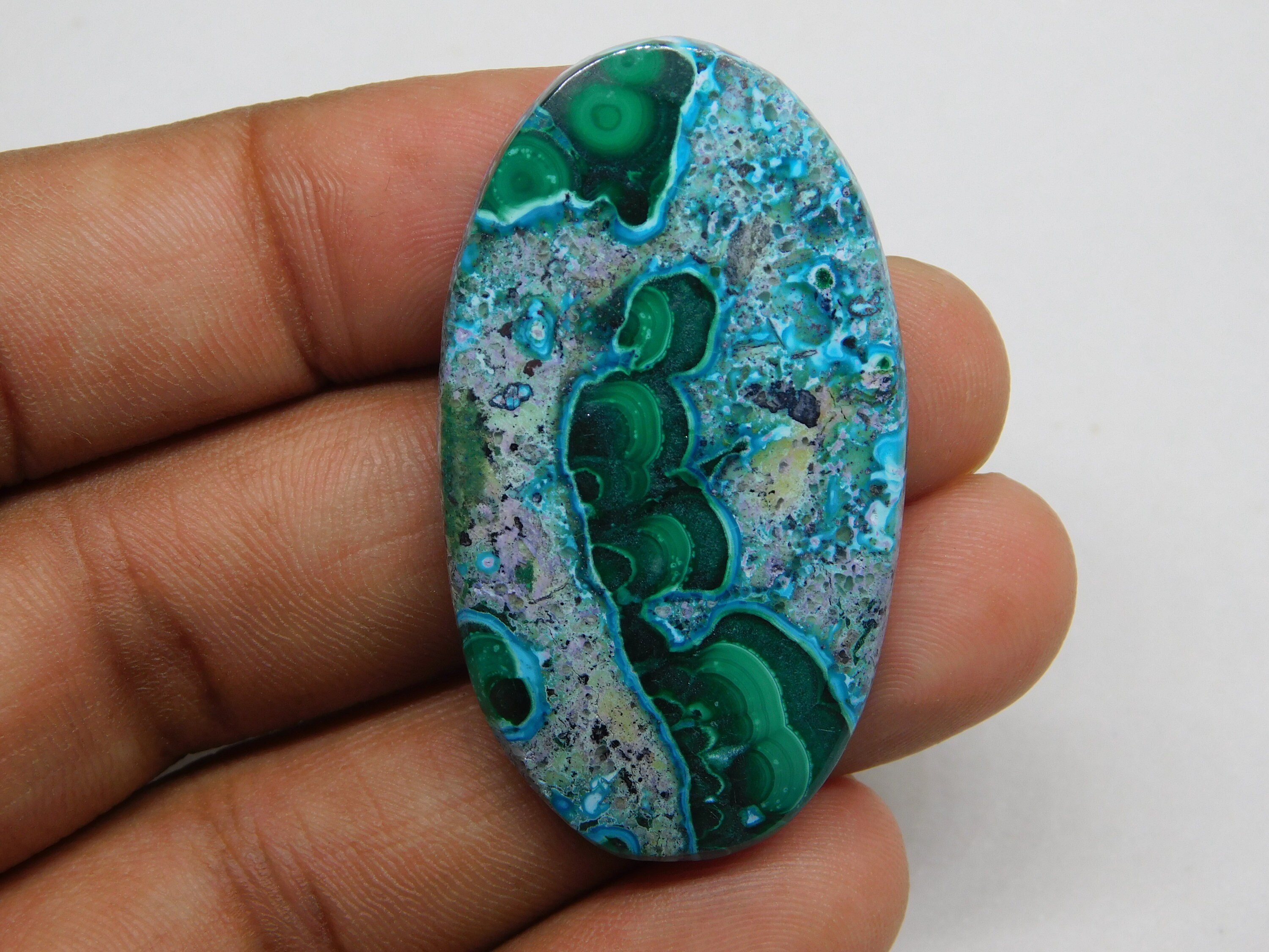 Malachite Chrysocolla Cabochon, Handmade Natural Malachite Chrysocolla ...