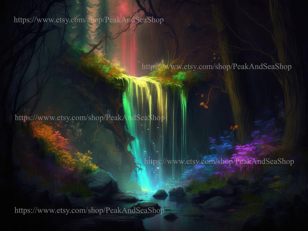 Mystical Rainbow Waterfall Digital - Etsy