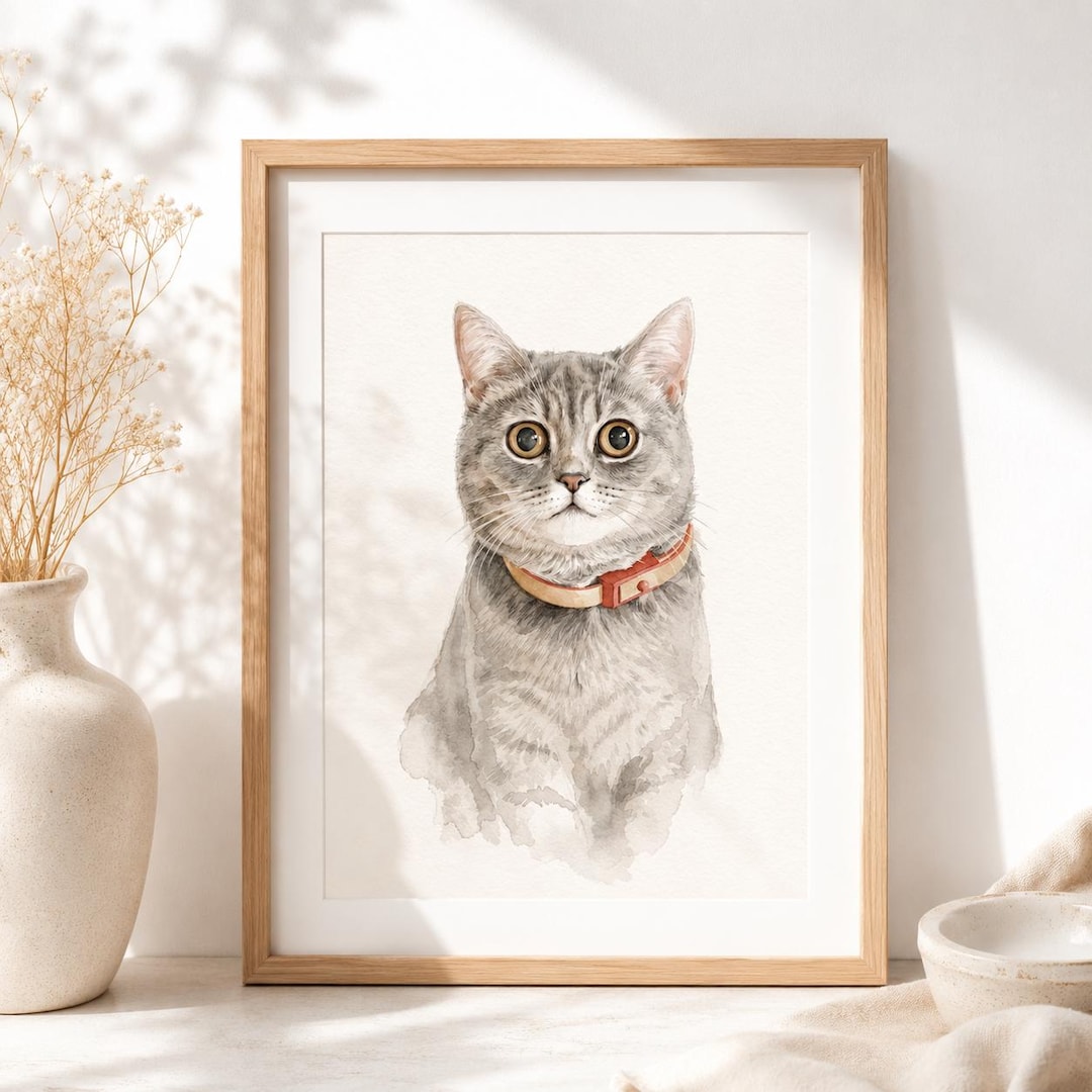 Personalized Cat Portrait From Photo, Custom Watercolor Cat Painting ...