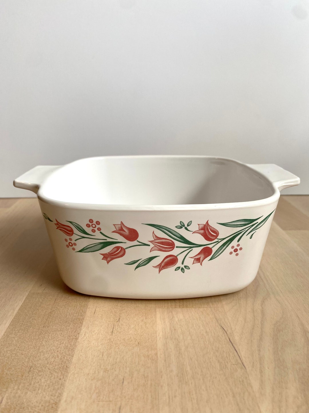 Retro Corningware Rosemarie Pink Tulip Design - A-1.5 Liter Casserole ...