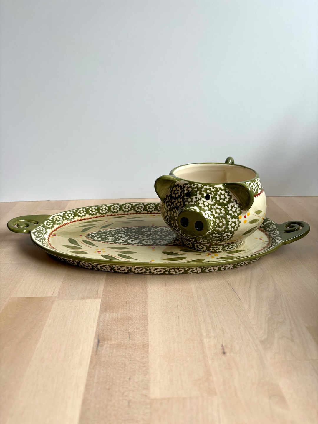 Adorable Temptations by Tara Old World Ovenware Stoneware Green Pig ...
